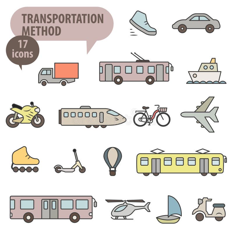 Different Types of Vehicles. Colored Icons of Different Types of ...
