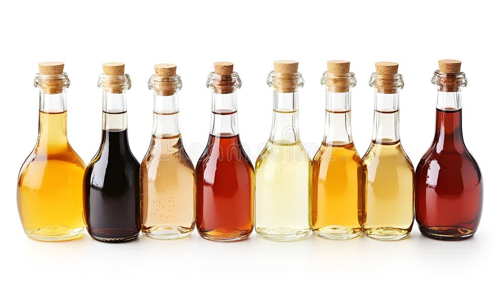 Different Types of Vinegar Isolated on White, Set Stock Photo - Image ...