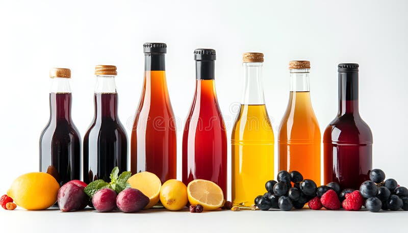 Different Types of Vinegar Isolated on White, Set Stock Photo - Image ...