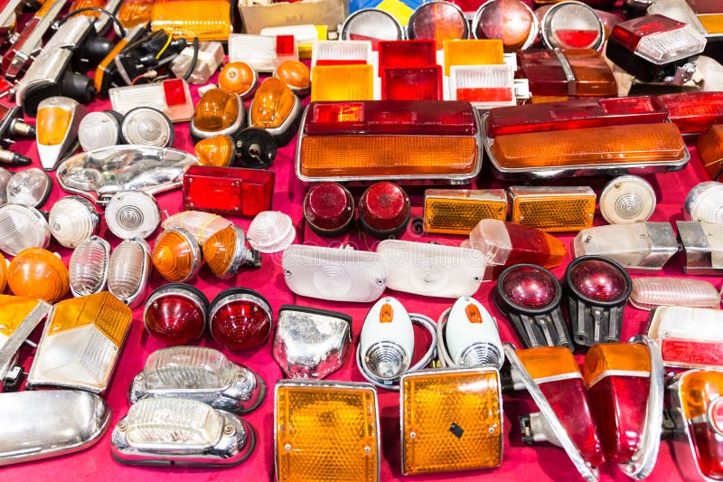 Different Types of Vintage Rear Lights of Car. Stock Photo - Image of ...