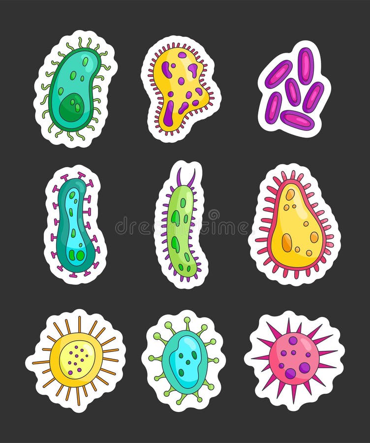 Different Types of Viruses. Coloring Page Stock Vector - Illustration ...