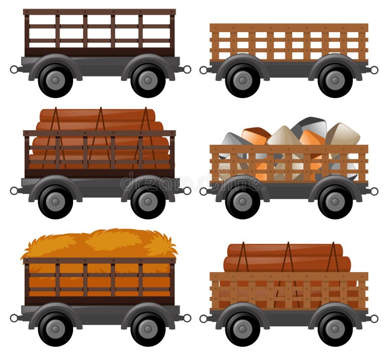 Different types of wagons stock vector. Illustration of carraige - 81885296