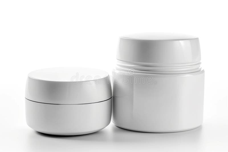 Different Types of White Cosmetic Containers on Light Background ...