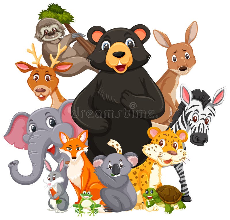 Different Types of Wild Animals on White Background Stock Illustration ...