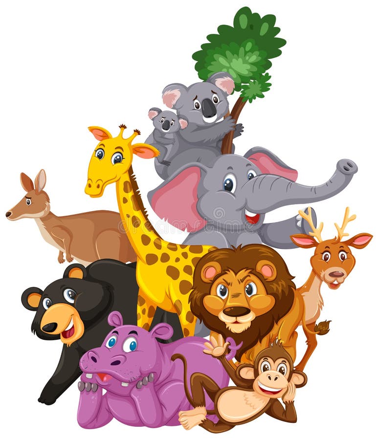Different Types of Wild Animals on White Background Stock Vector ...