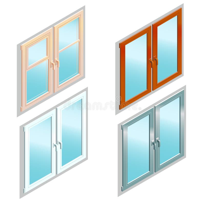 Different Types of Windows in Isometric View Stock Vector ...