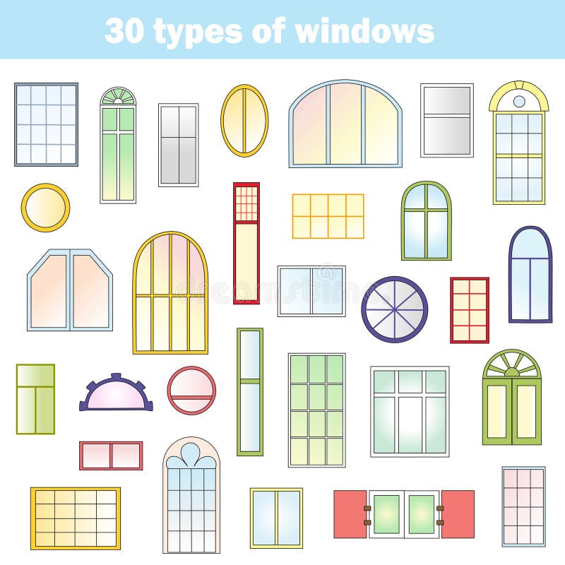 Different types of windows stock vector. Illustration of sign - 91345279