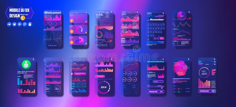 Different Ui Ux Gui Mobile Screens Modern Infographic Diagram Template ...