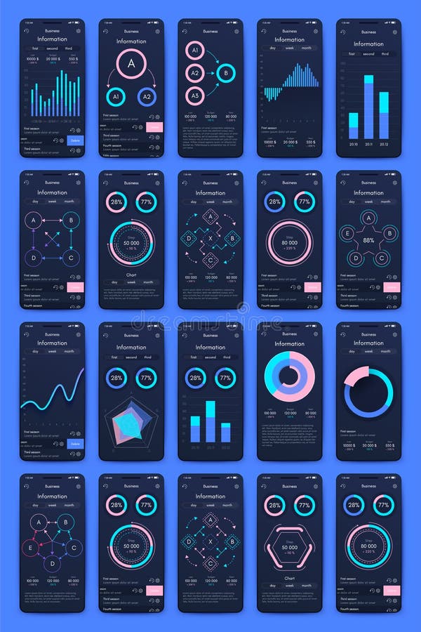 Different UI, UX, GUI Screens and Flat Web Icons for Mobile Apps Stock ...