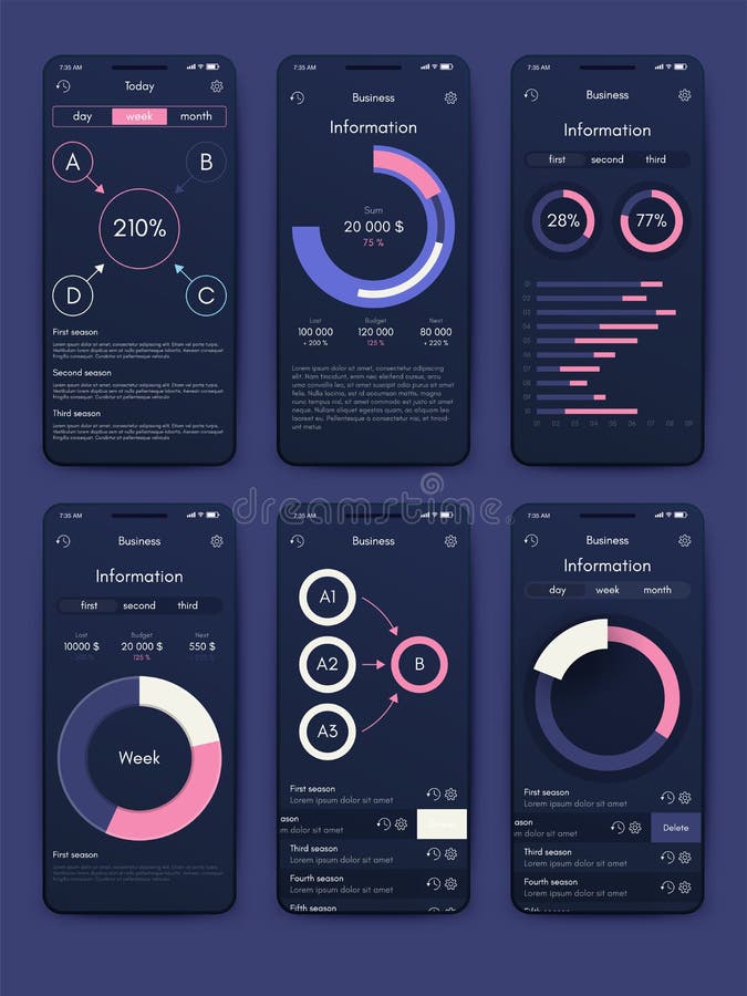 Different UI, UX, GUI Screens and Flat Web Icons for Mobile Apps Stock ...