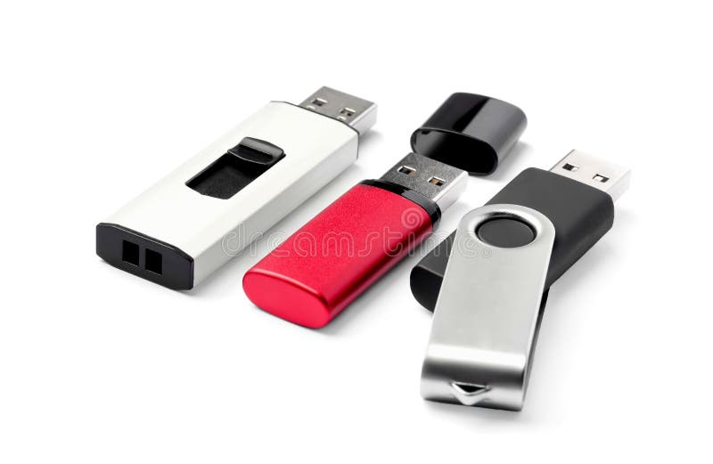 Different Usb Flash Drives on White Background Stock Image - Image of ...
