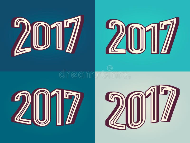 Different Variant 2017 Number in 3D Text Effect Style Stock Vector ...
