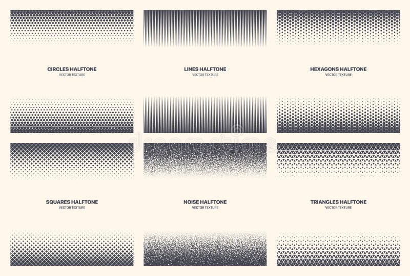 Different Variations New Halftone Textures Vector Patterns Set Isolated ...