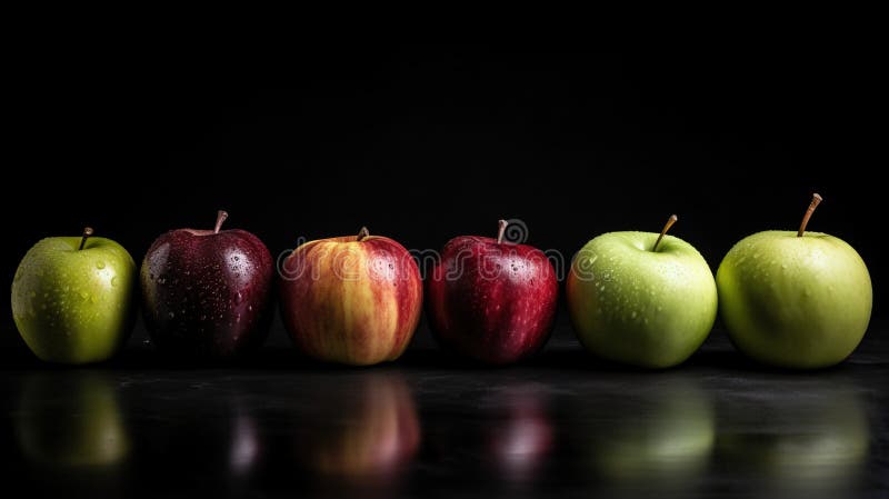 Different Varieties of Apples in a Row, Fresh Fruits, White Background ...