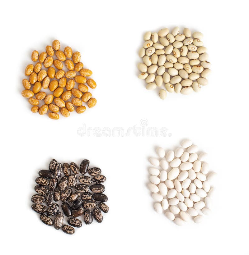 Different Varieties of Beans and Colors on a White Background. Black ...