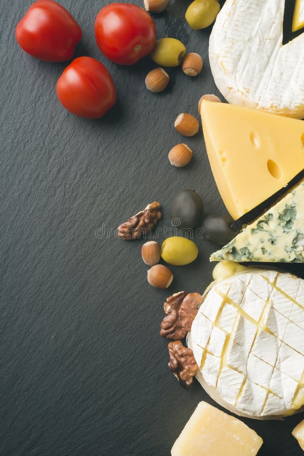 Different Varieties of Cheese Stock Photo - Image of cutout, olives ...