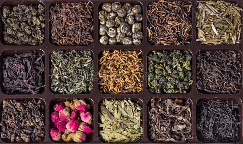 Different Varieties of Chinese Tea Stock Photo - Image of green ...