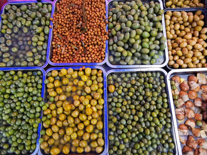 Different Varieties of Olives in Casseroles Stock Image - Image of ...