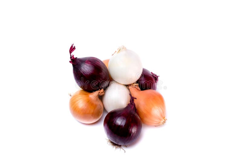 Different Varieties of Onions, Red, White, Golden Isolated on a White ...
