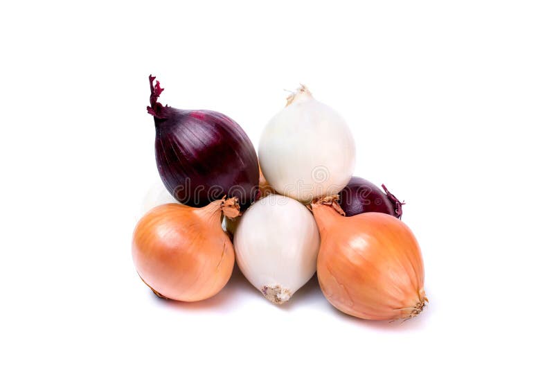 Different Varieties of Onions, Red, White, Golden Isolated on a White ...