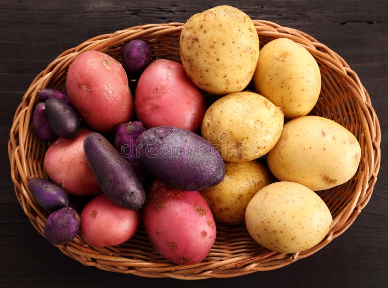 Different Types Of Potatoes. Stock Photo - Image of vegetable, basket ...