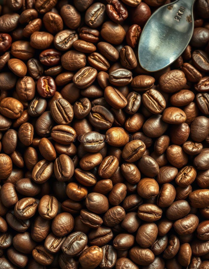 Different Varieties of Roasted Coffee Beans Scattered on a Wooden ...