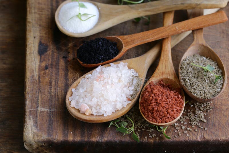 Different Varieties of Salt Stock Photo - Image of condiment, white ...