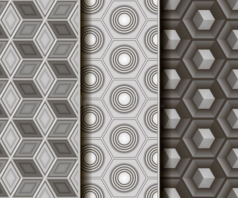 3 Different Vector Seamless Patterns. Stock Vector - Illustration of ...