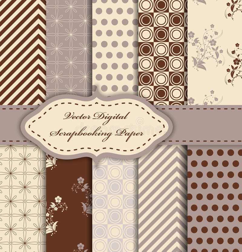 10 Different Vector Seamless Patterns Tiling . Beige and Brown Color ...
