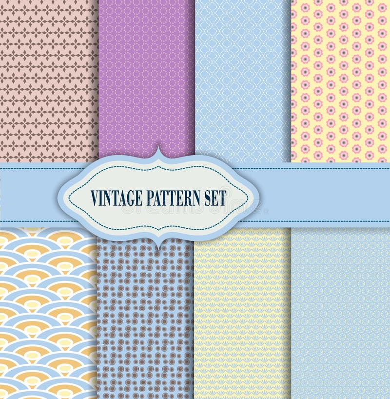 10 Different Vector Seamless Patterns Tiling . Blue, Cyan and White ...