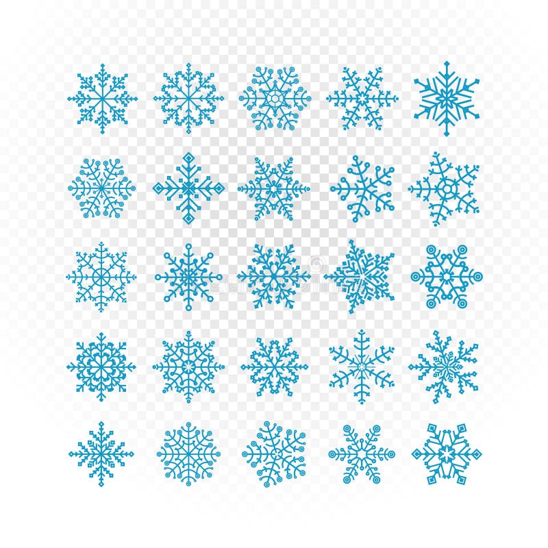 Different Vector Snowflakes Collection. Vector Ice Crystal Set Stock ...
