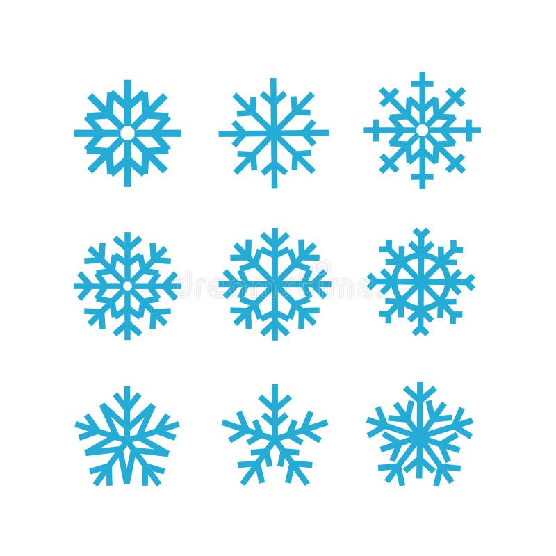 Different Vector Snowflakes Collection. Vector Ice Crystal Set Stock ...