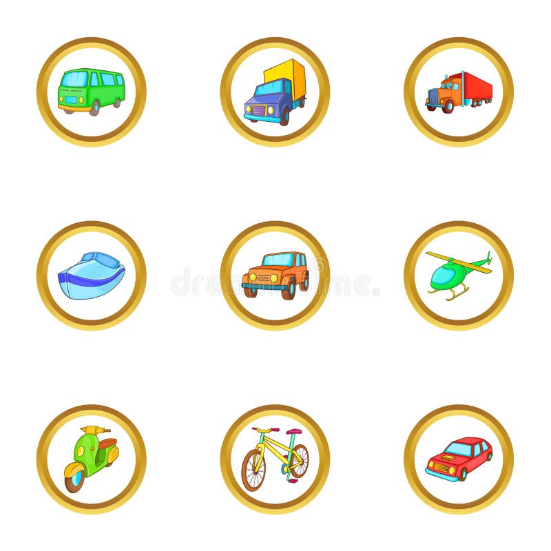 Set of Different Vehicle Icons. Stock Vector - Illustration of machine ...