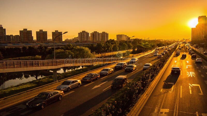 Different View of Tonghui River Freeway at Sunset. Stock Video - Video ...