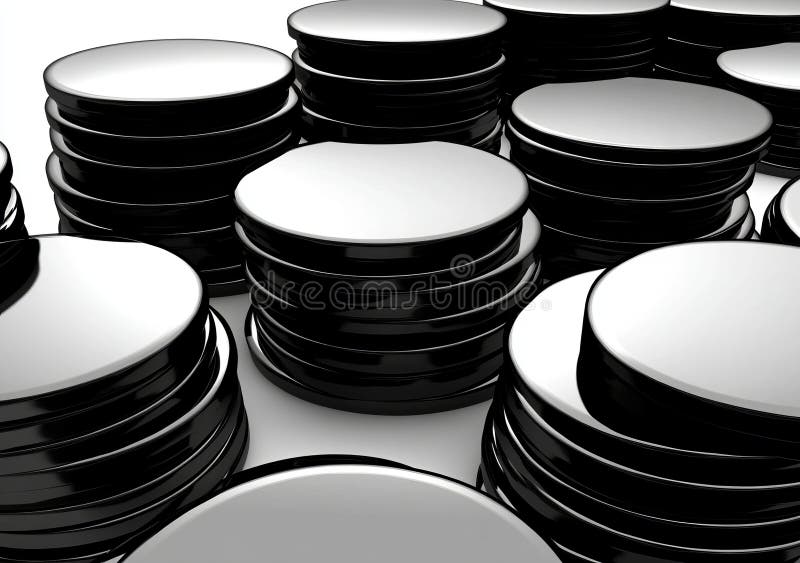 Different Views of Black Plastic Round Chips, Isolated on White Stock ...