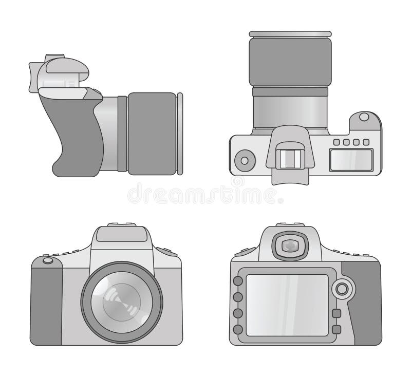 Different Views of Digital Camera Stock Vector - Illustration of design ...