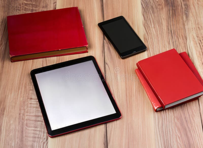 Different Ways of Reading: Printed Book, Cell Phone and E-reader Stock ...