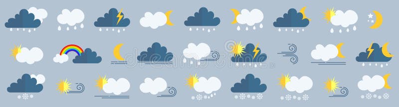 Different Weather Icon Collection. Set of Weather Icons in Line Style ...