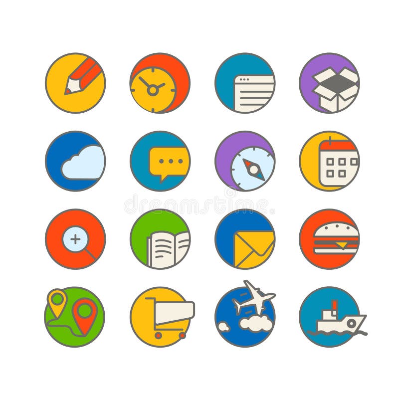 Different Web Browser Icons Set with Rounded Corners Stock Vector ...