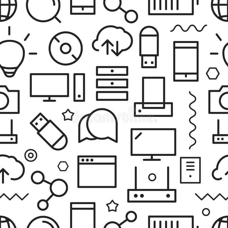 Different Web Icons Seamless Pattern Stock Vector - Illustration of ...