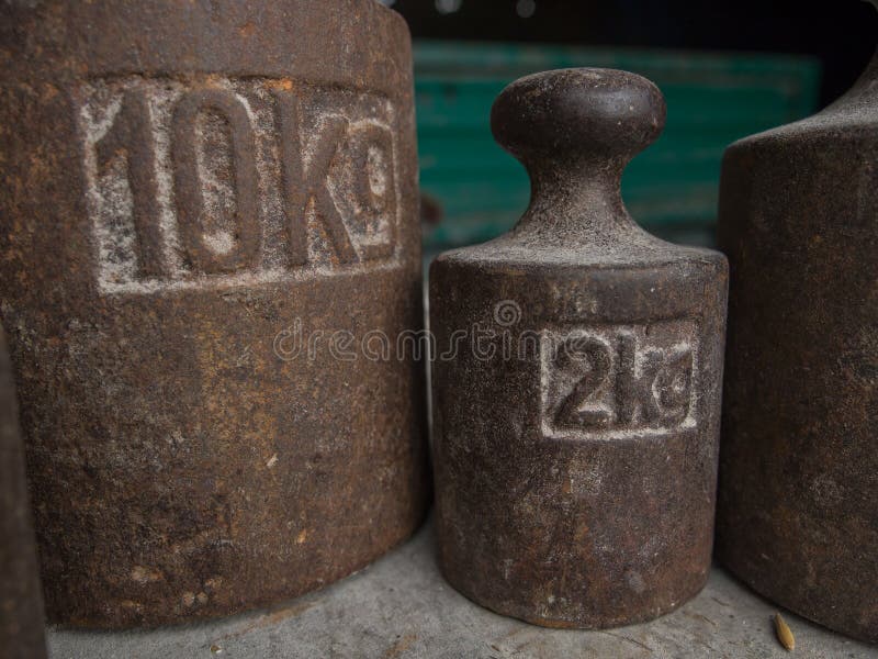 Metal weights stock image. Image of oldfashioned, brown - 221029841