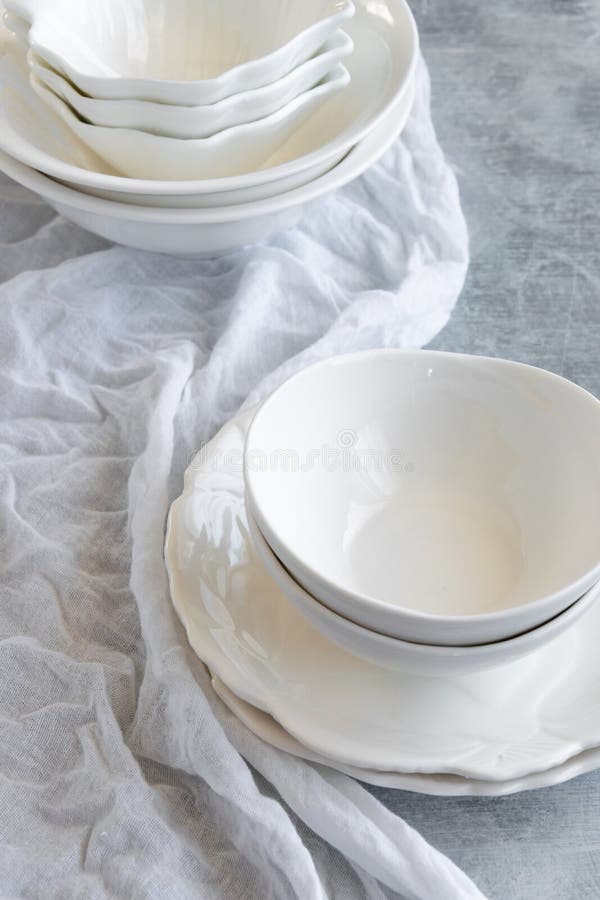 Different White Ceramic Plates Stock Image - Image of dish, round ...