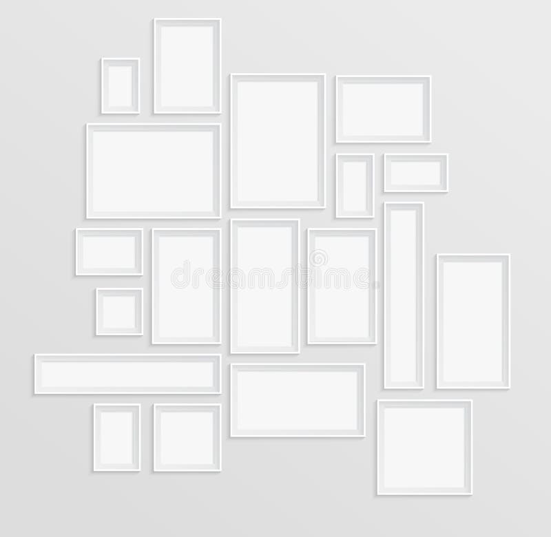 Different White Frames Set on the Wall with Shadow Effect in Modern ...