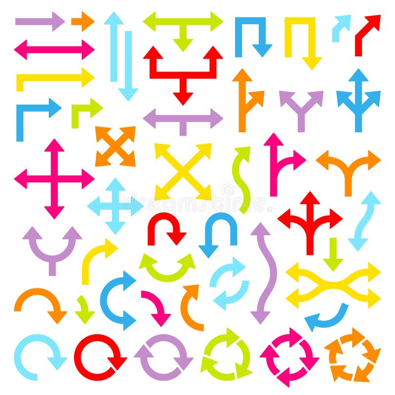 Different Wide Arrows Seven Different Colors Stock Vector ...