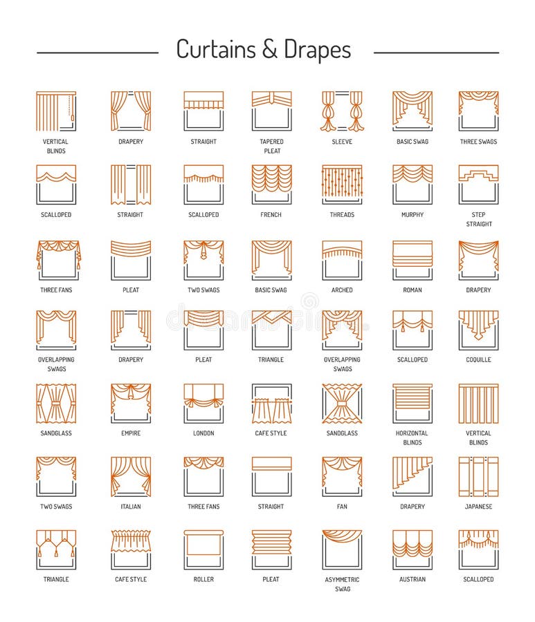 Different Window Drapes, Curtains, Blinds. Lambrequins and Shade Stock ...
