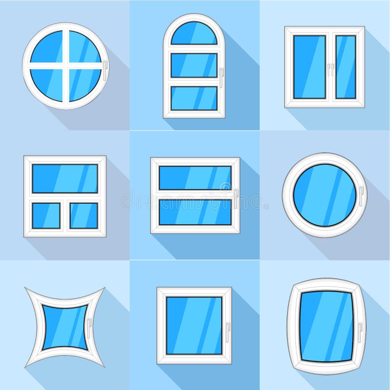 Set of Different Windows, Element for Architecture, Vector ...