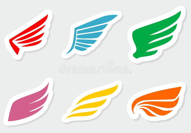 Different Wings Stickers Color Stock Vector - Illustration of peacock ...