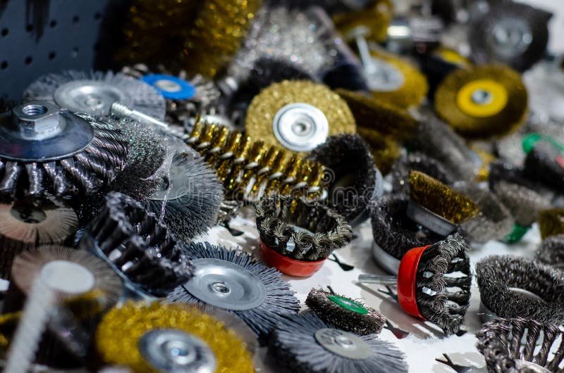 Different Wire Brush, Spindle Flap Brush, Wire Cup Brush Stock Photo ...
