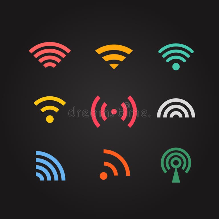Different Wireless Color Pictograms Stock Vector - Illustration of icon ...