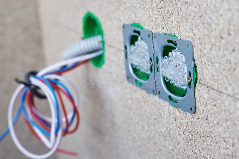 Different Wires in Electrical Outlet and Switches on the Wall Stock ...